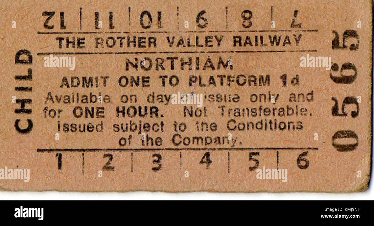 A child platform ticket from the Rother Valley Railway (RVR) at ...