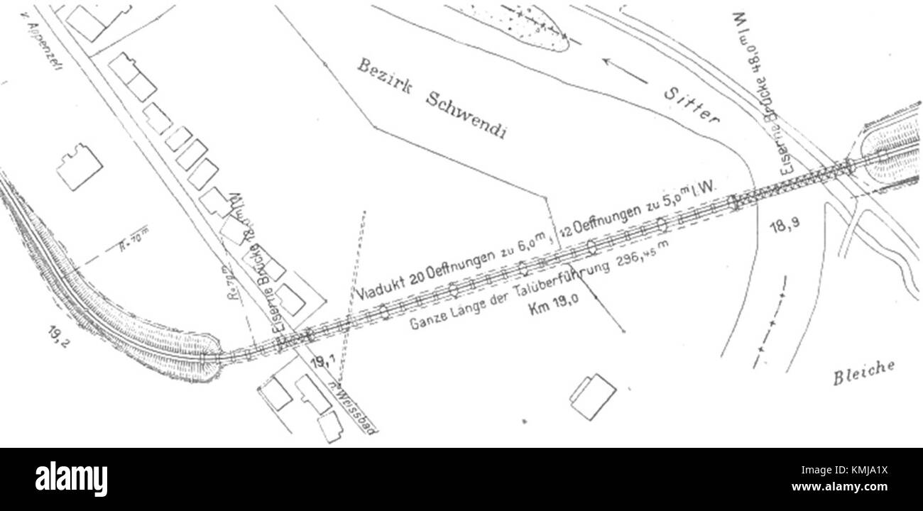 A map of the Sitterviadukt viaduct layout, illustrating its structure ...