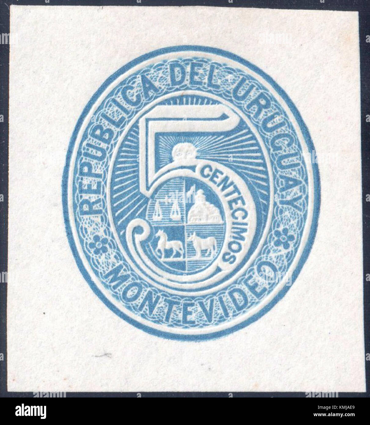 The 1866 5c Cut Square stamp from Uruguay is a valuable piece of postal ...