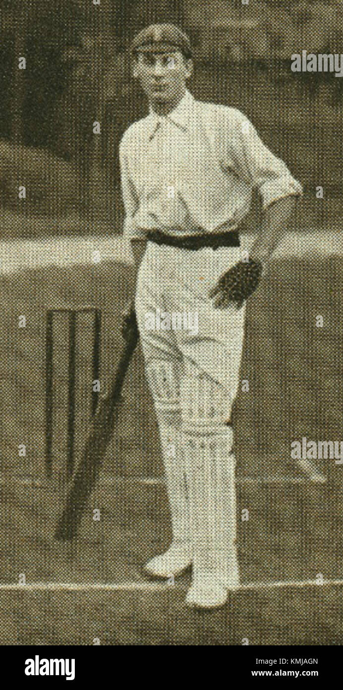 The image features a portrait of Jack Hobbs, a famous English cricketer ...