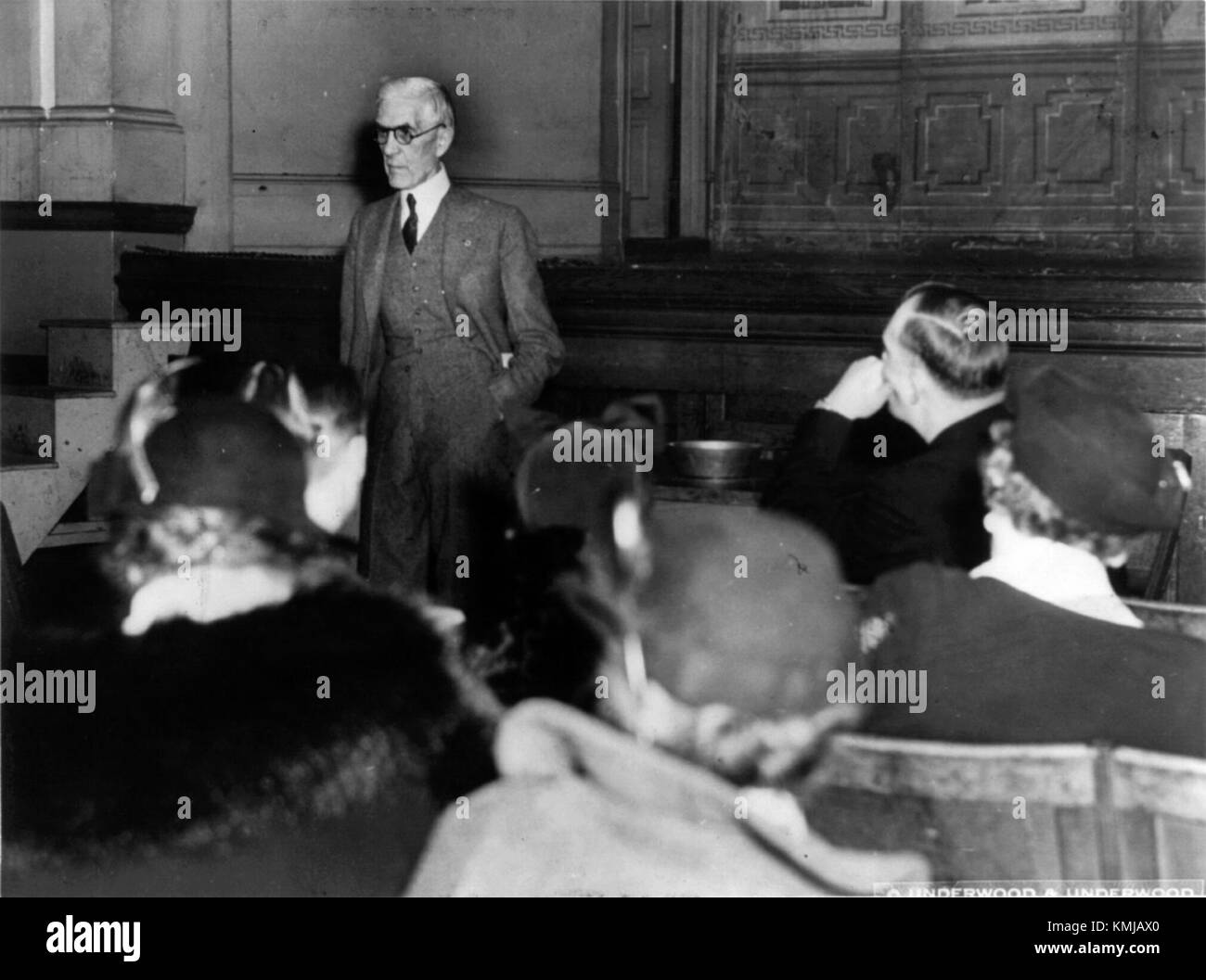 Francis Townsend delivers a speech at a club event in Copenhagen ...