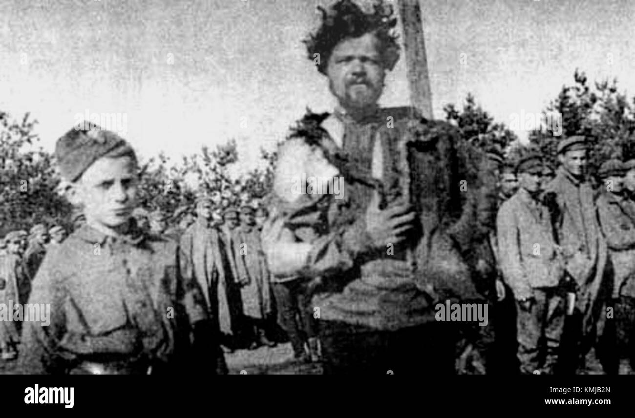 This historical image from 1919 depicts Russian prisoners of war (POWs ...