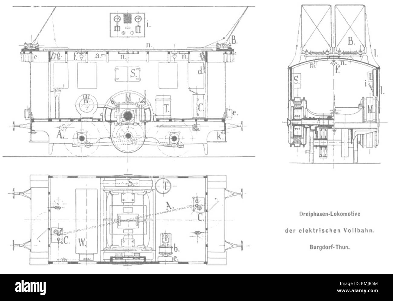 The BTB De 2-2 Typenskizze is a technical drawing of a tram model. It ...