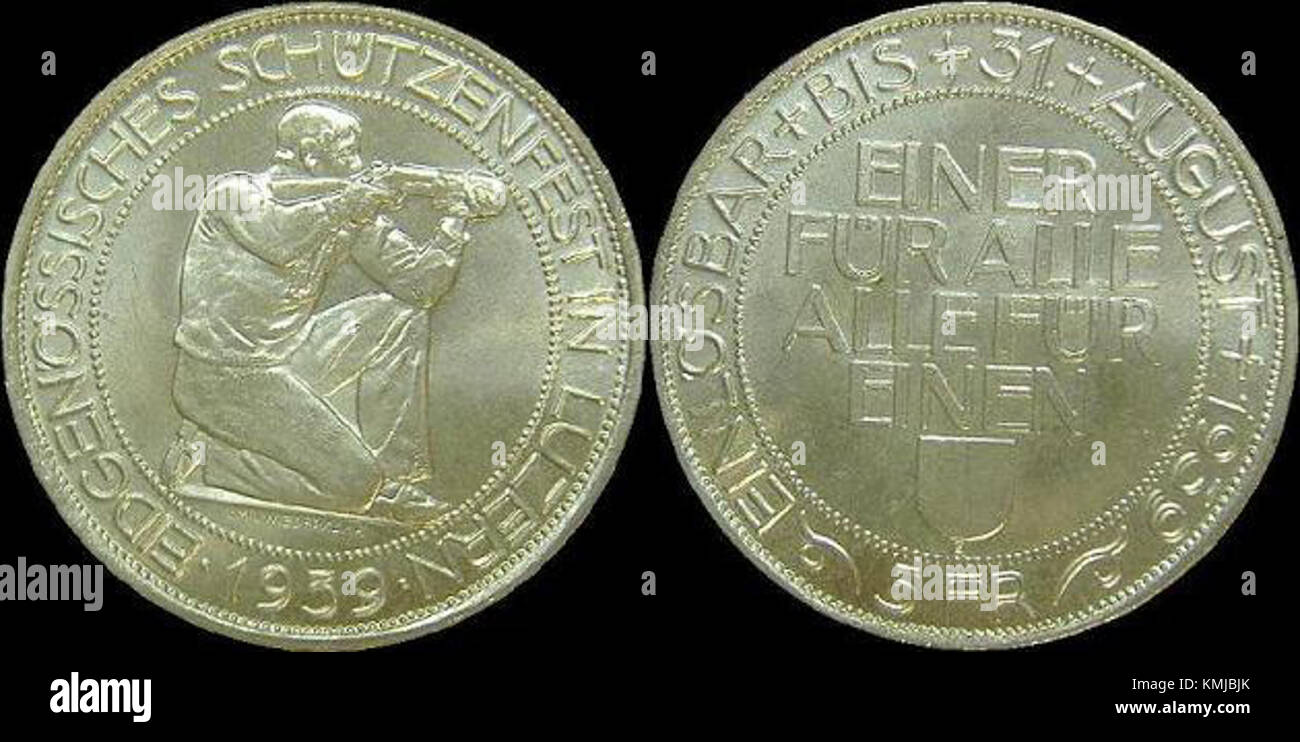 The 1939 Lucerne Shooting Taler is a silver coin minted to commemorate ...