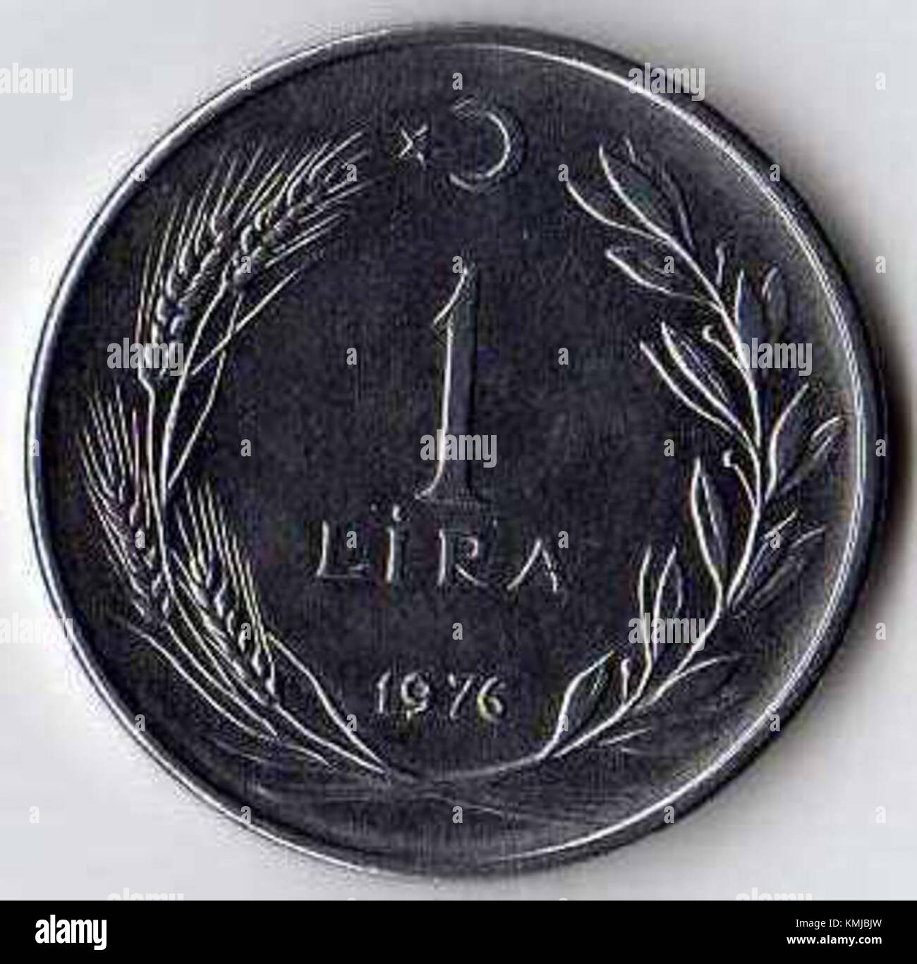 The 1976 1 TL coin features a prominent design on its obverse side ...
