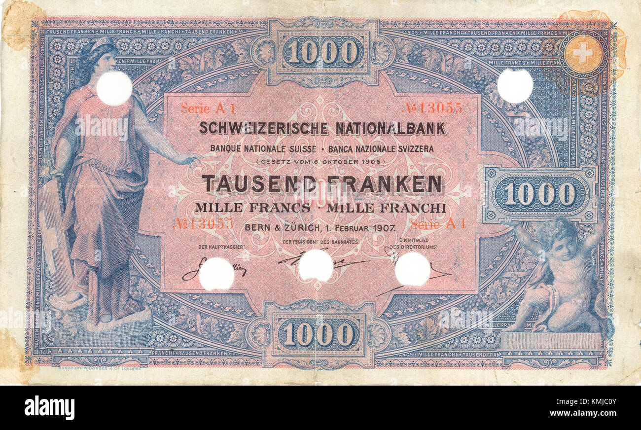 This image shows a CHF1000 bill, highlighting its design, denomination ...