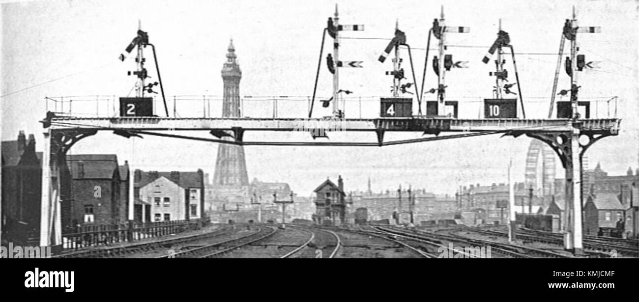 LMS signal gantry with route indicators, Blackpool (CJ Allen, Steel ...