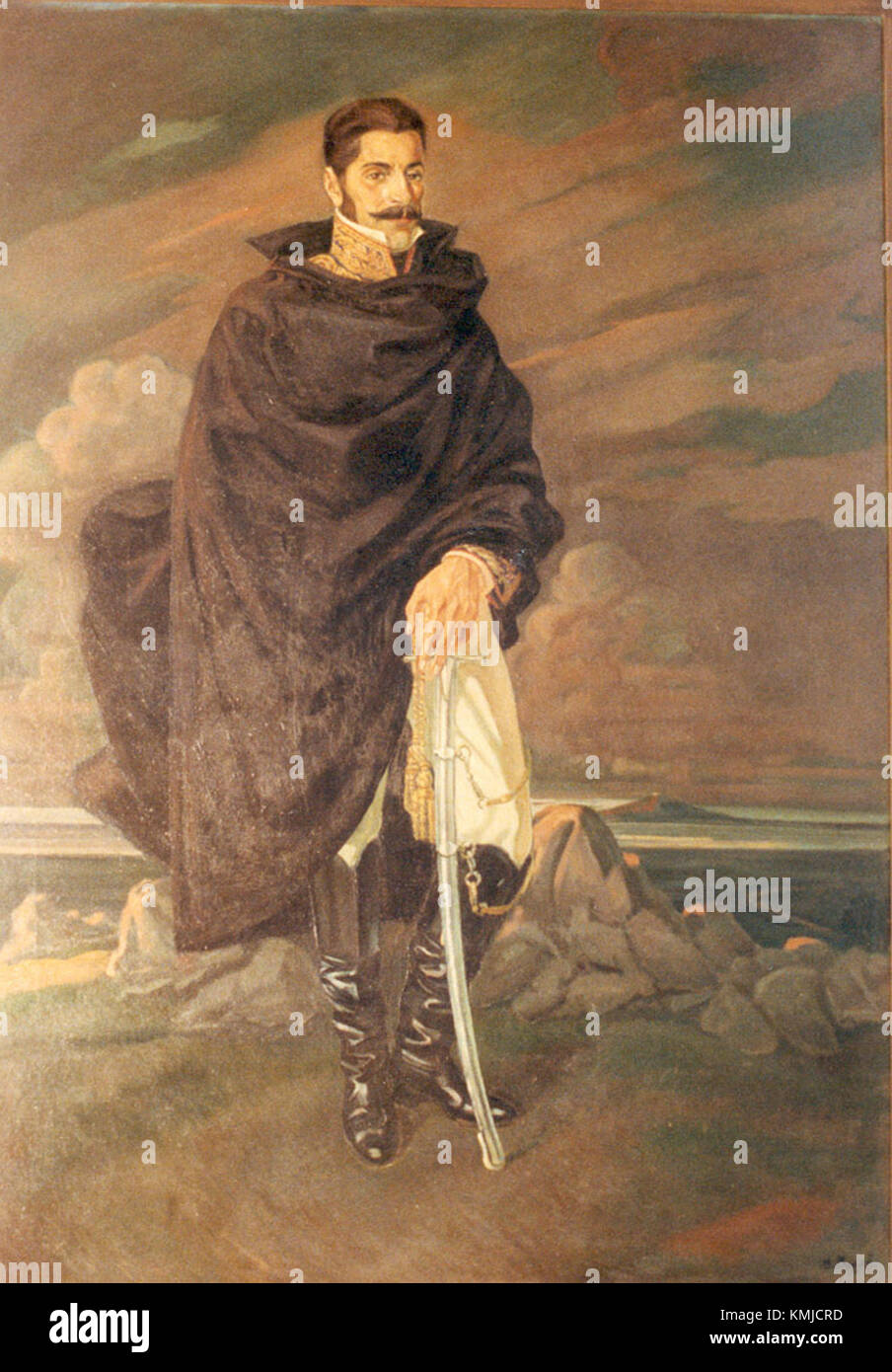 A portrait of Manuel Oribe, a historical figure from Uruguay, painted ...