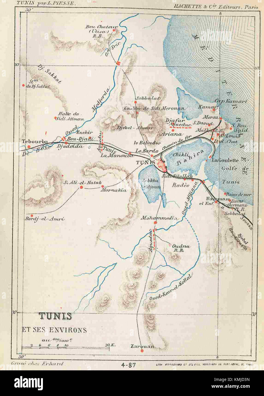 This 1888 map of Tunis and its surroundings provides insight into the ...