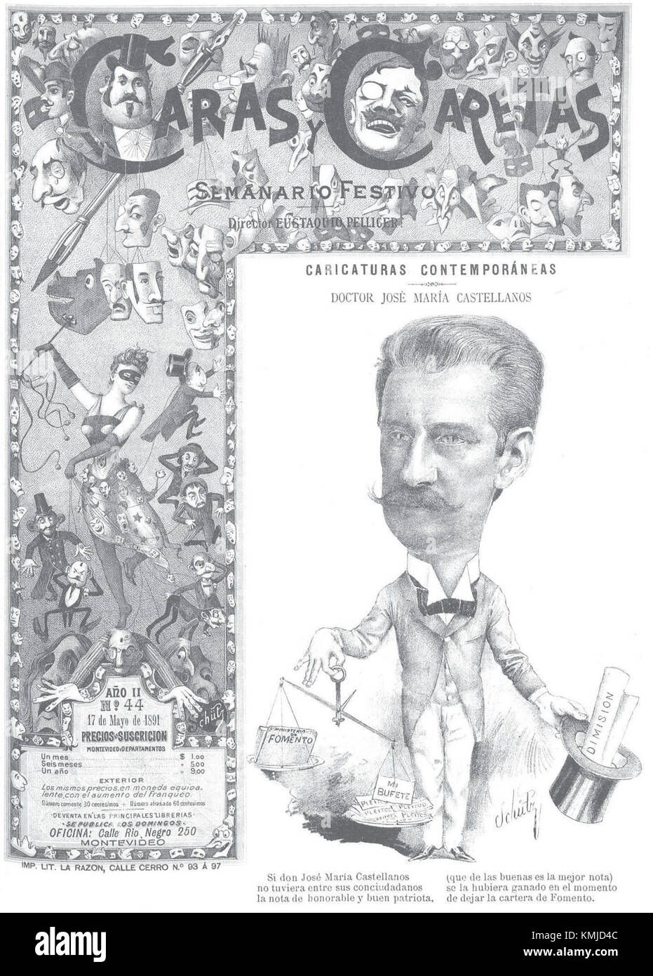 The cover of the May 17, 1891 issue of *Caras y Caretas*, a famous ...