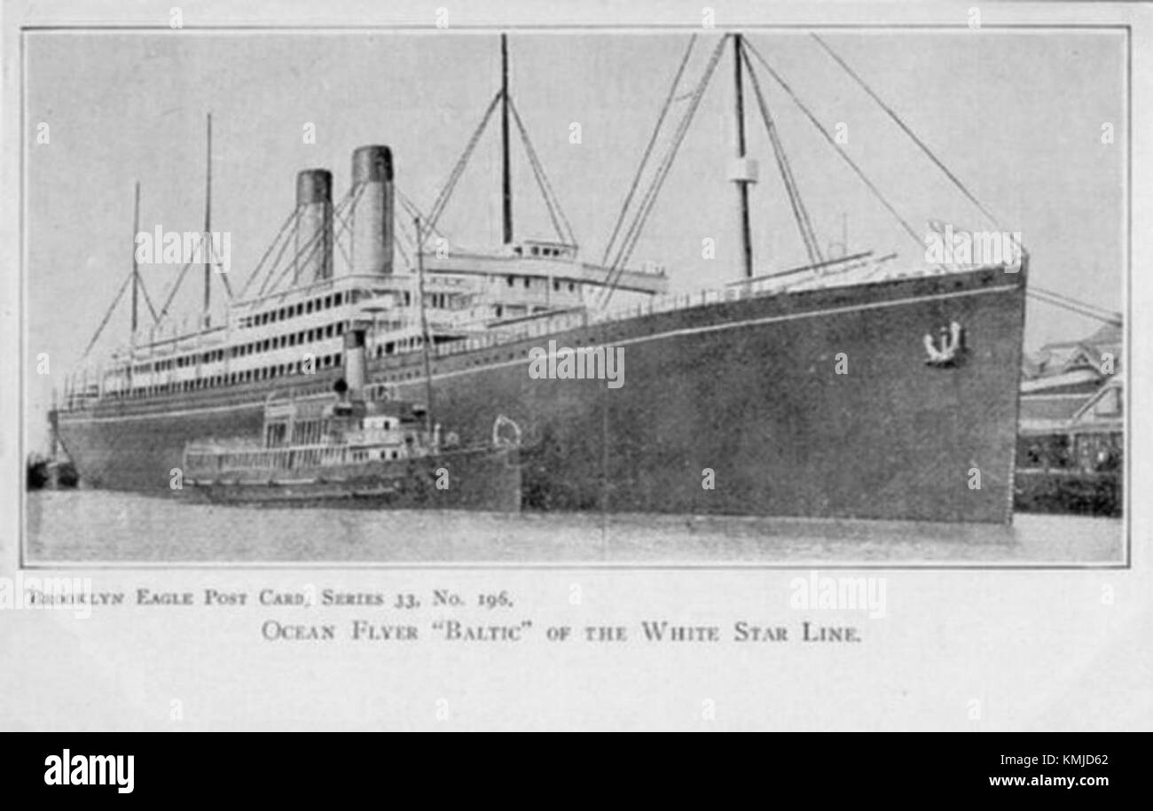 This old postcard features the RMS Baltic, a British transatlantic ...