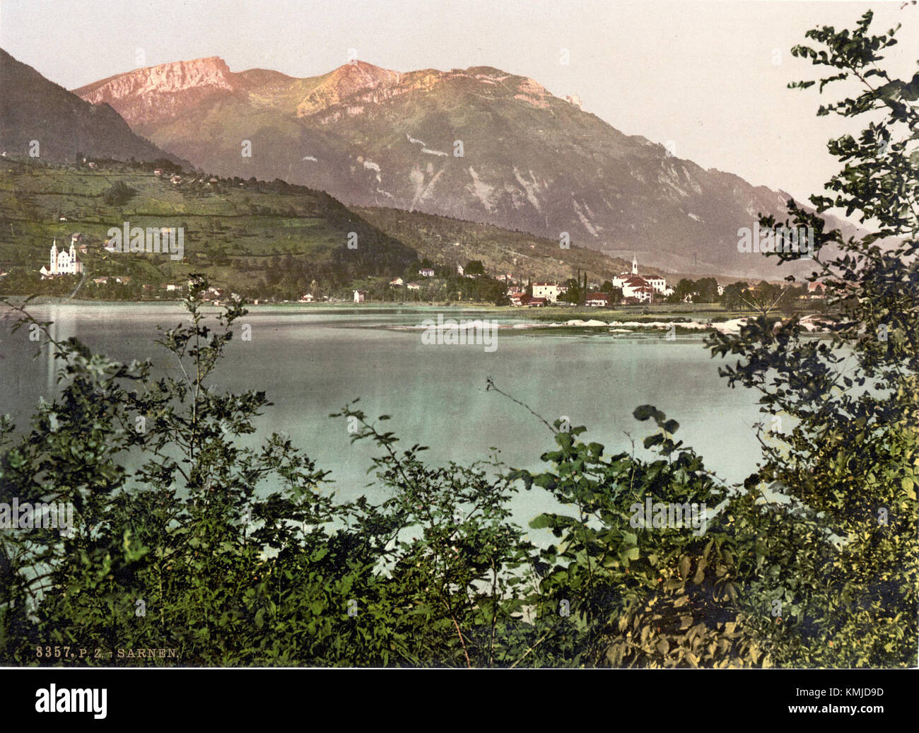 Sarnen, a town located by Lake Sarnersee in Switzerland, is captured in ...