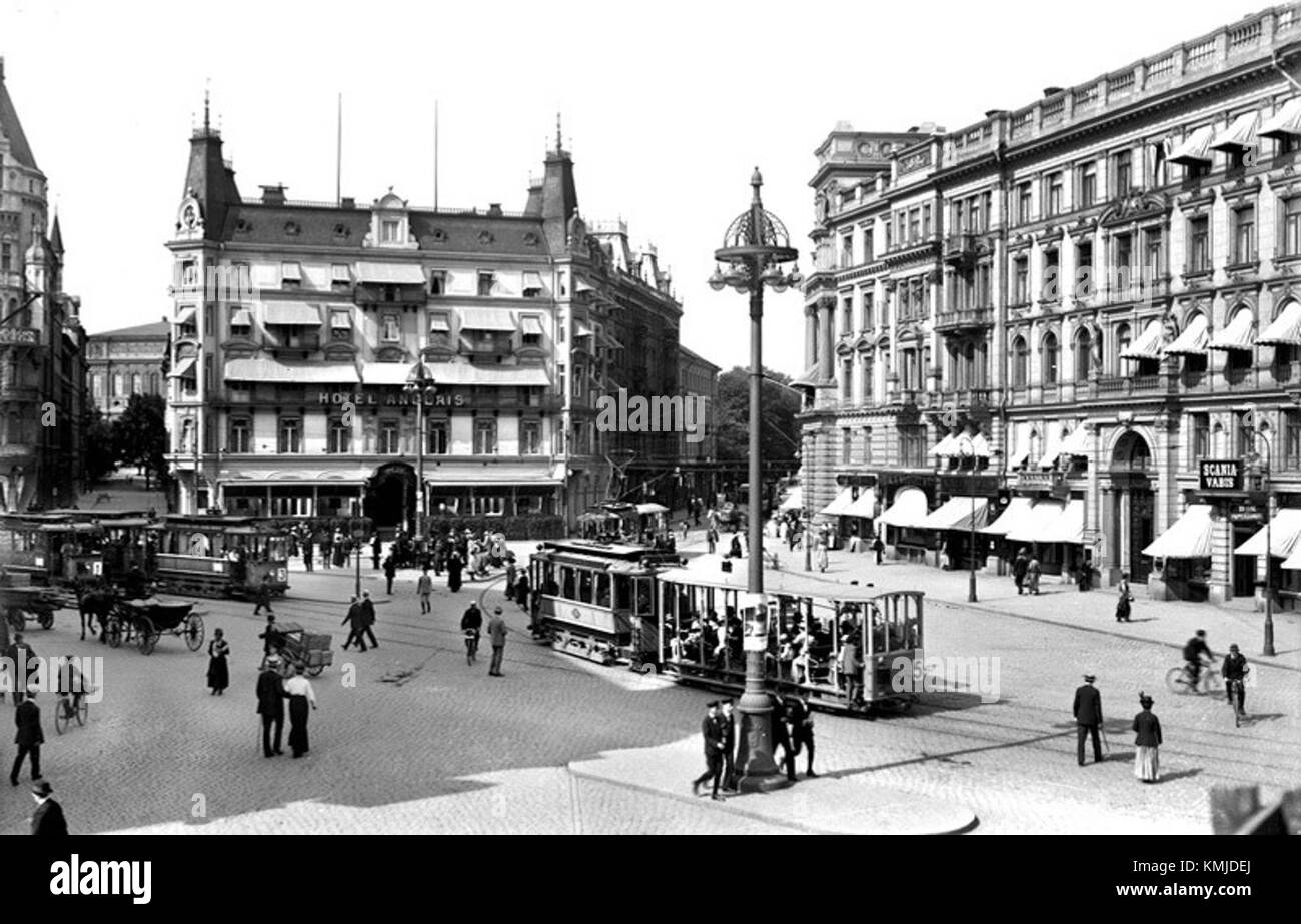 Stureplan, a key square in Stockholm, Sweden, is depicted in this image ...