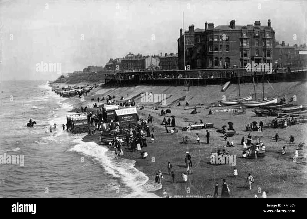 A photograph of Blackpool Beach taken in 1890, showcasing the beach’s ...