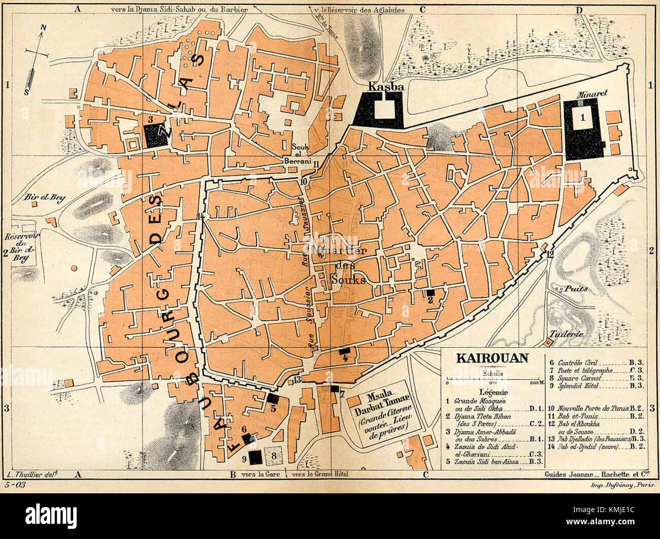 A detailed plan of Kairouan, Tunisia, from the year 1903. The map ...