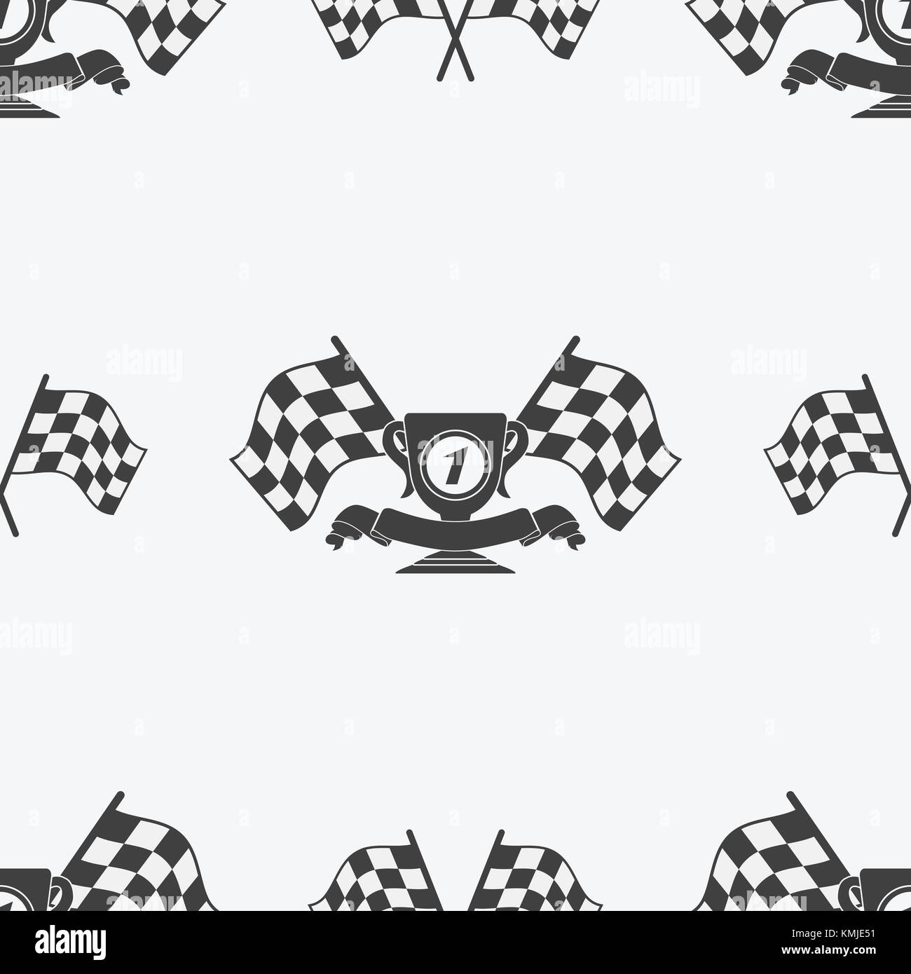 Checkered Flag or racing flags icon seamless pattern first place prize ...