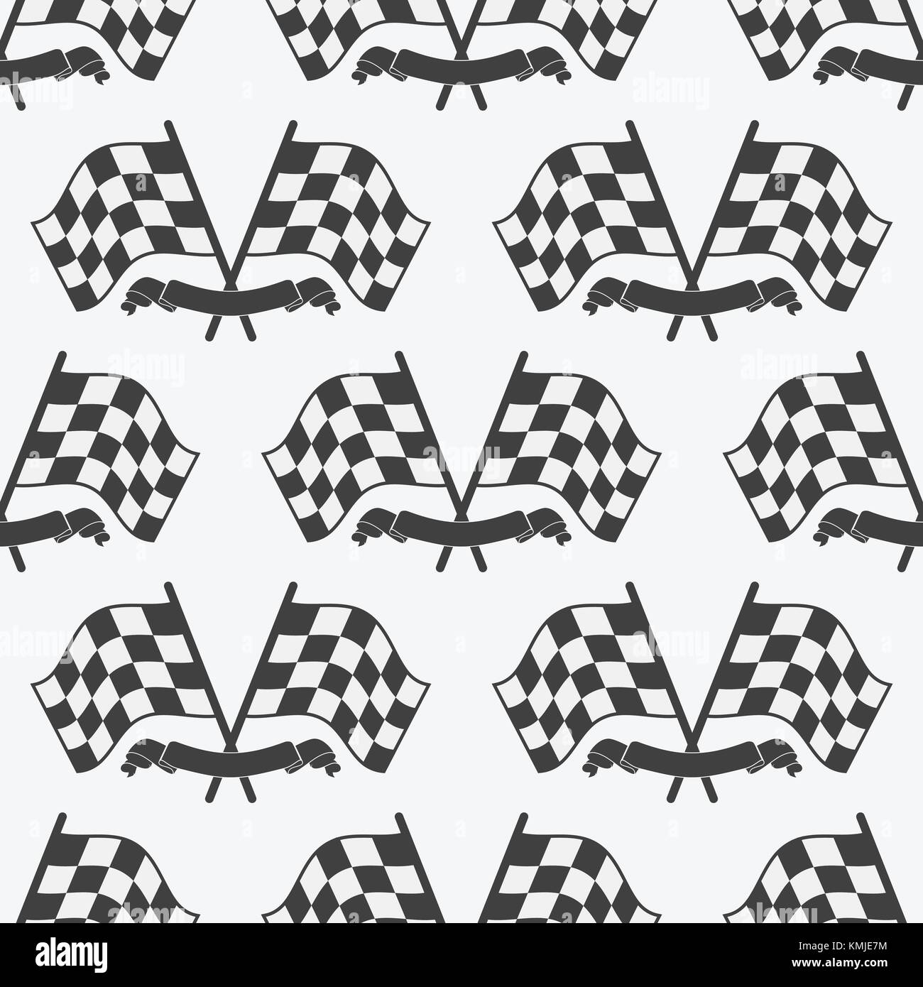 Checkered Flag seamless pattern, racing flags icon and finish ribbon ...