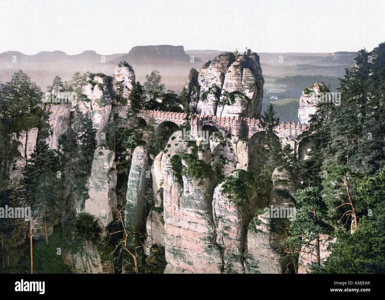 The Bastei is a rock formation located in the Elbe Sandstone Mountains ...