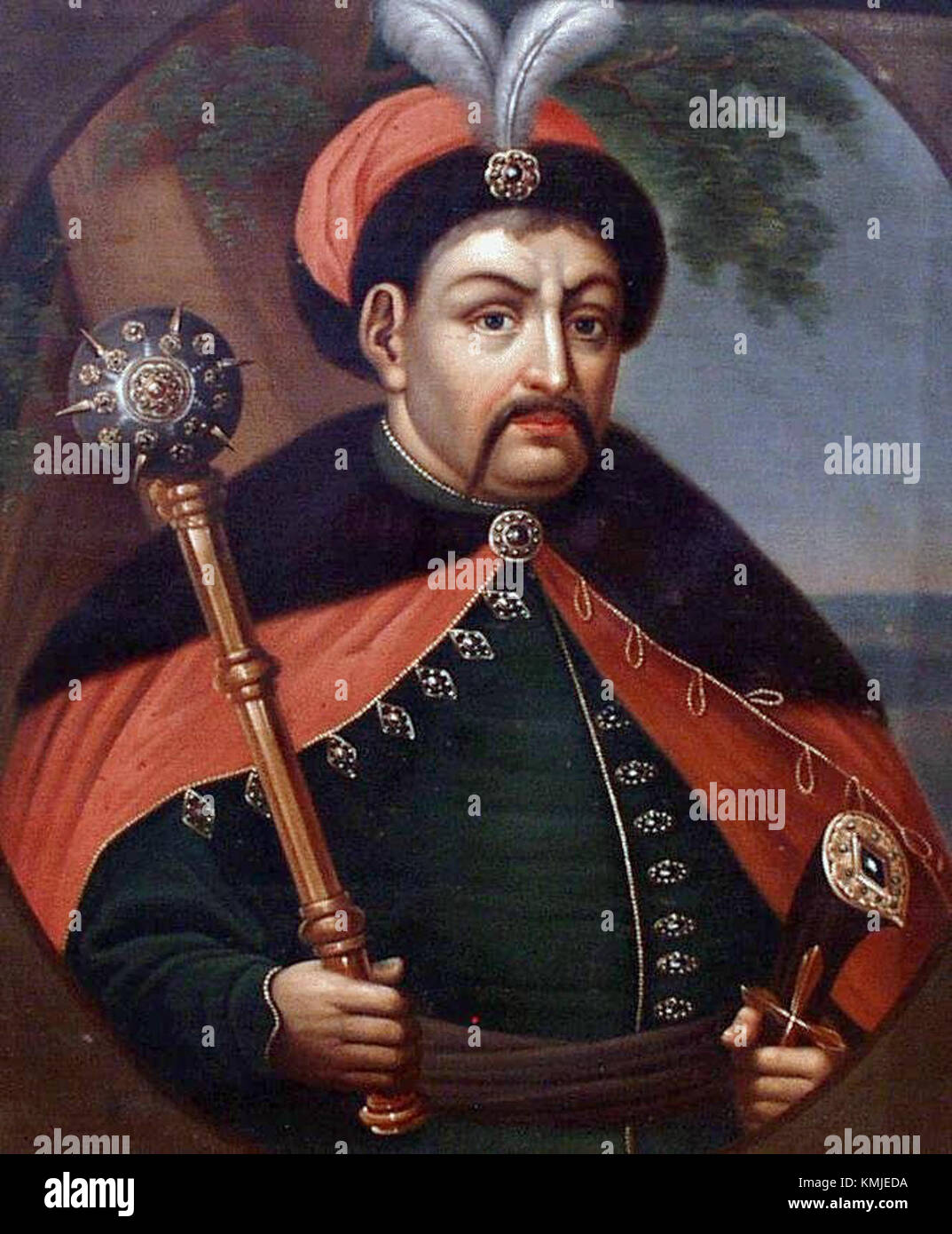 This portrait of Bohdan Khmelnytsky, painted by S. Zemlyukov, captures ...