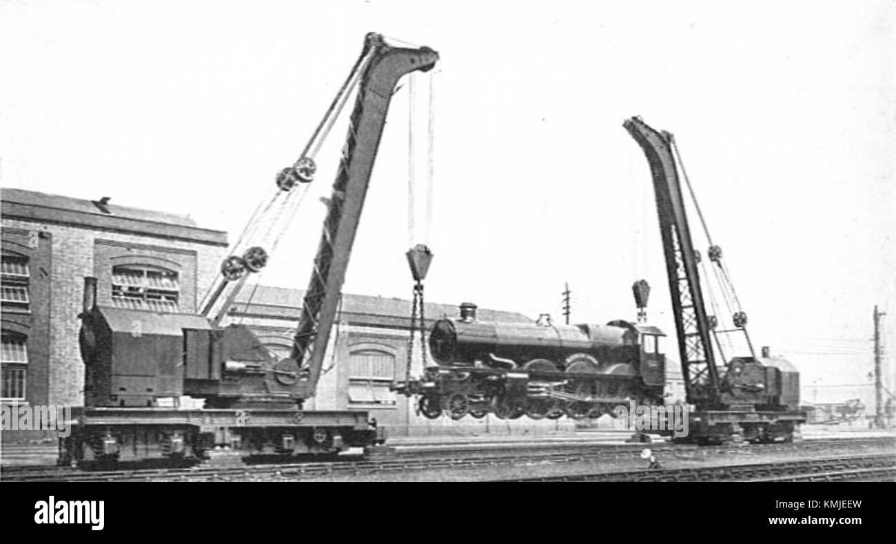 Breakdown cranes lifting a GWR Castle-class locomotive (CJ Allen, Steel ...