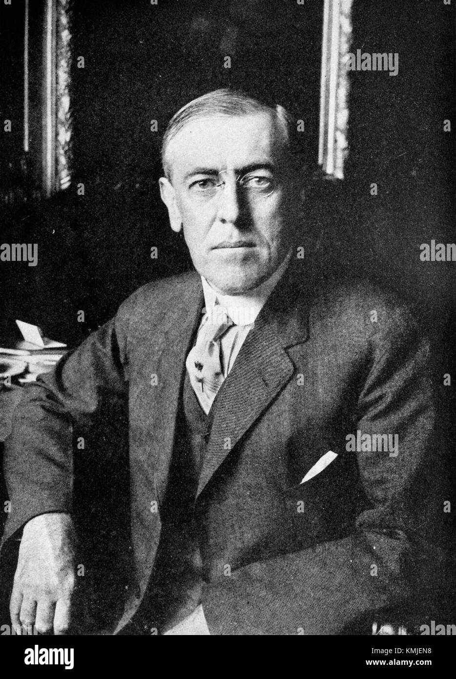 This image represents a portrait of Wilson Woodrow, likely a historical ...