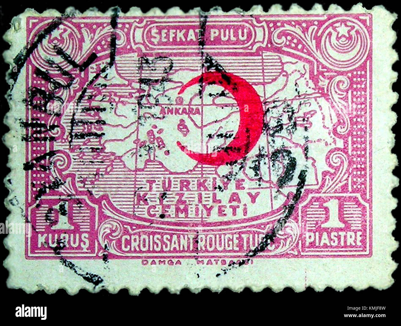 Timbre Turquie Croissant rouge 1928 refers to a 1928 postage stamp from ...