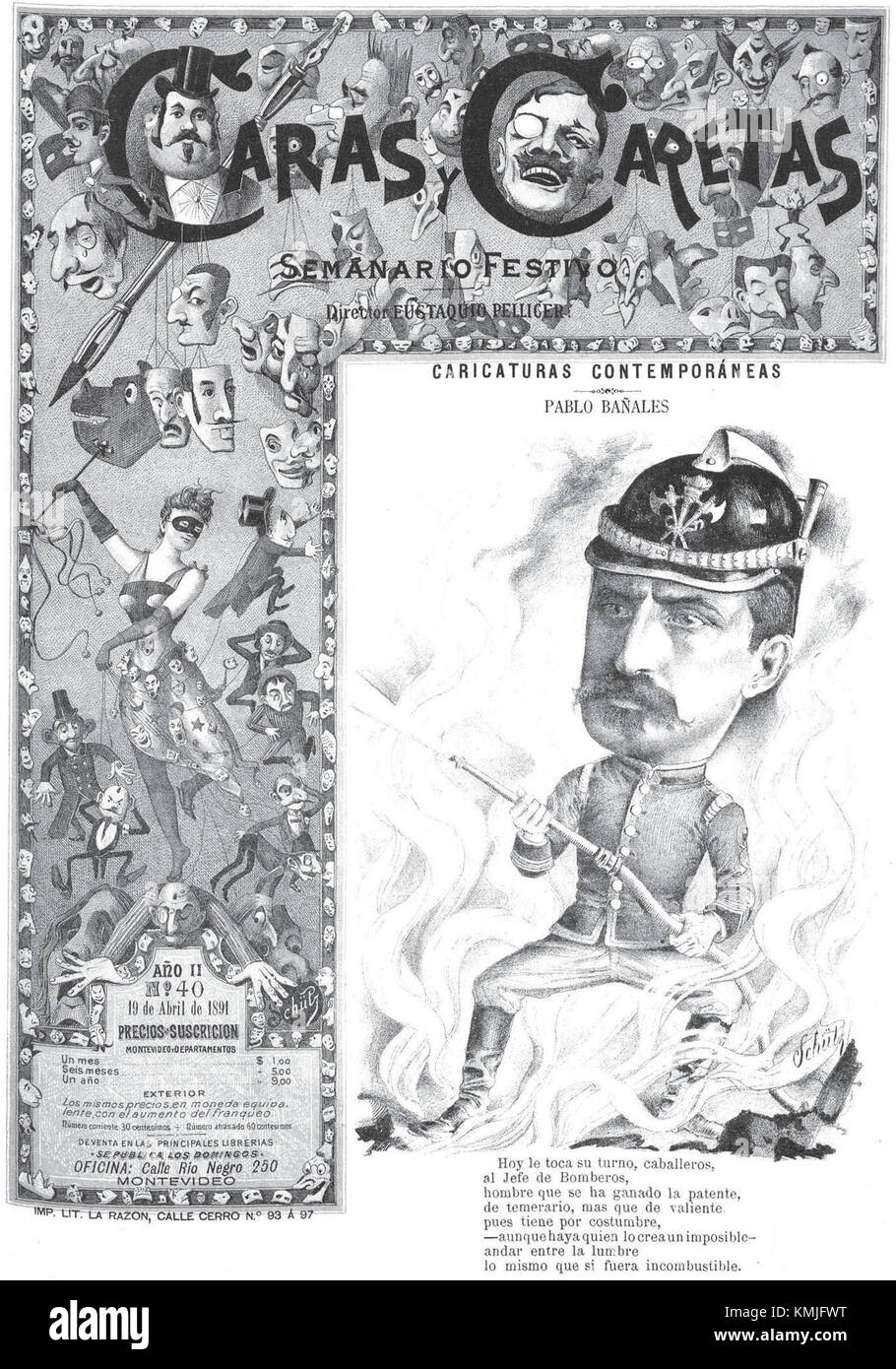 This cover from the magazine 'Caras y Caretas', dated April 19, 1891 ...