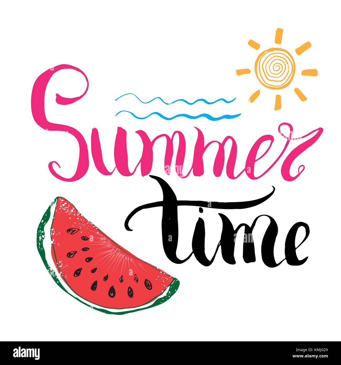Lettering quote summer time. Hand drawn Sketch typographic design sign ...