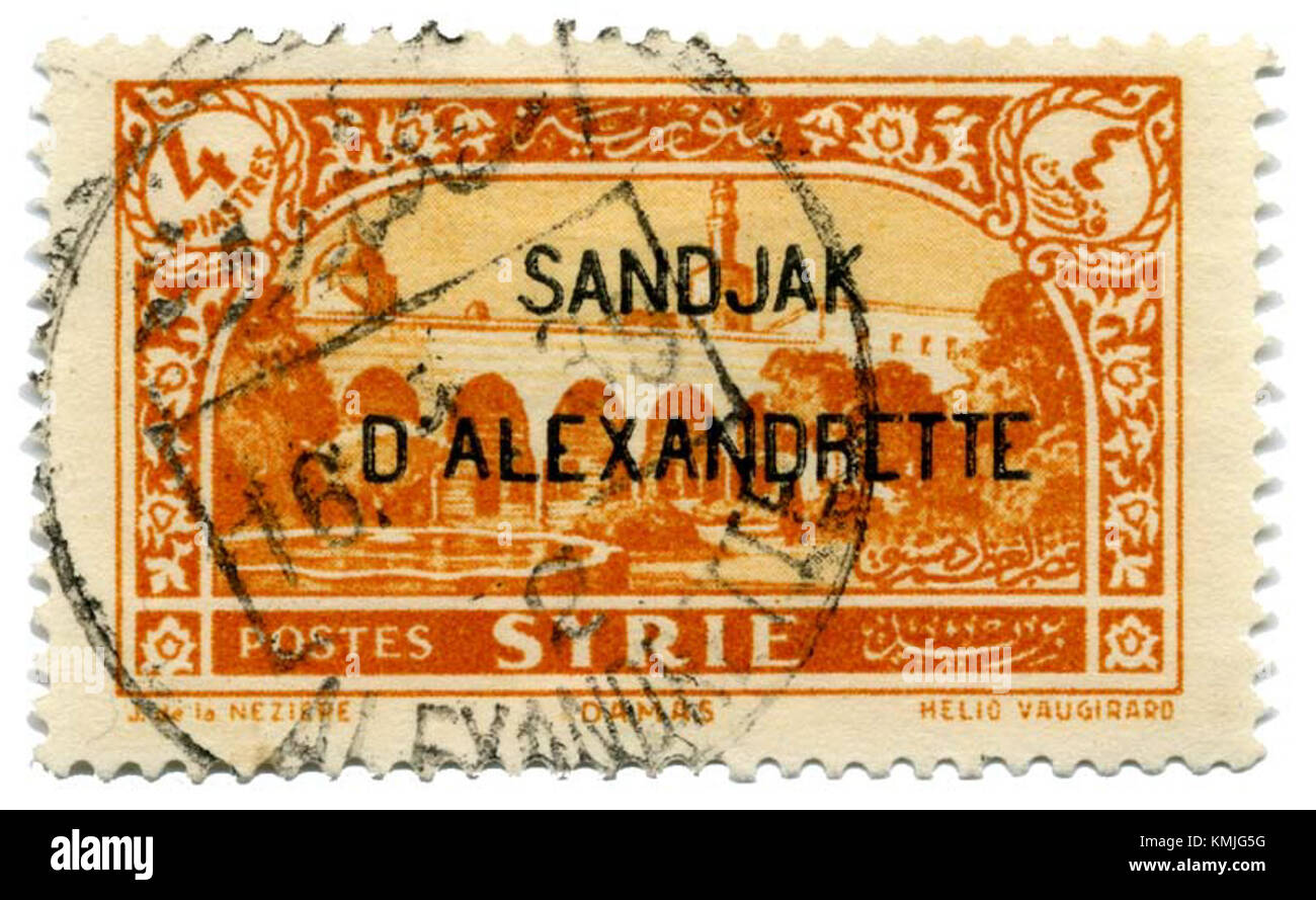 Stamp Alexandretta 4pi Stock Photo - Alamy