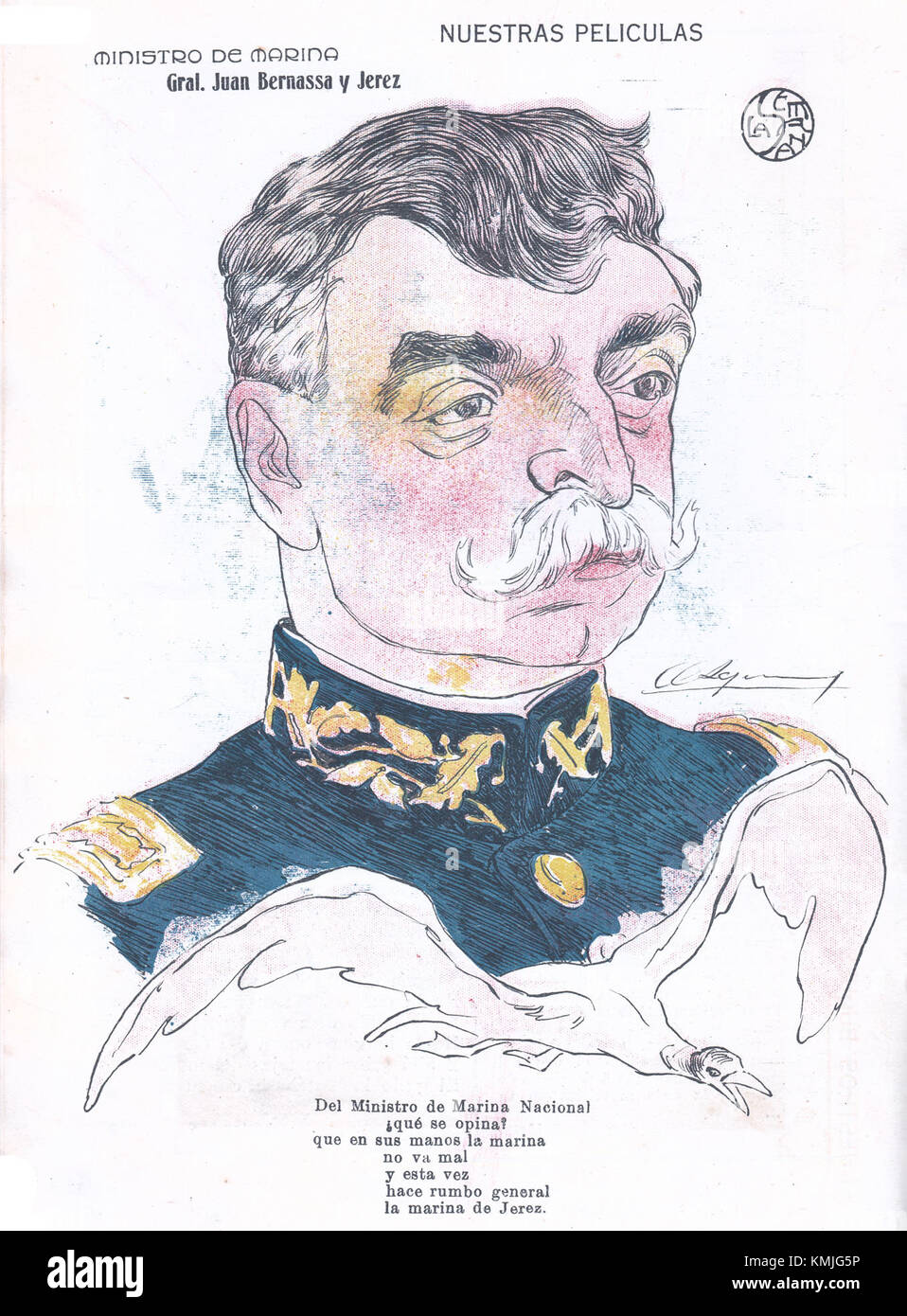 This caricature depicts Juan Bernassa y Jerez, a historical figure ...