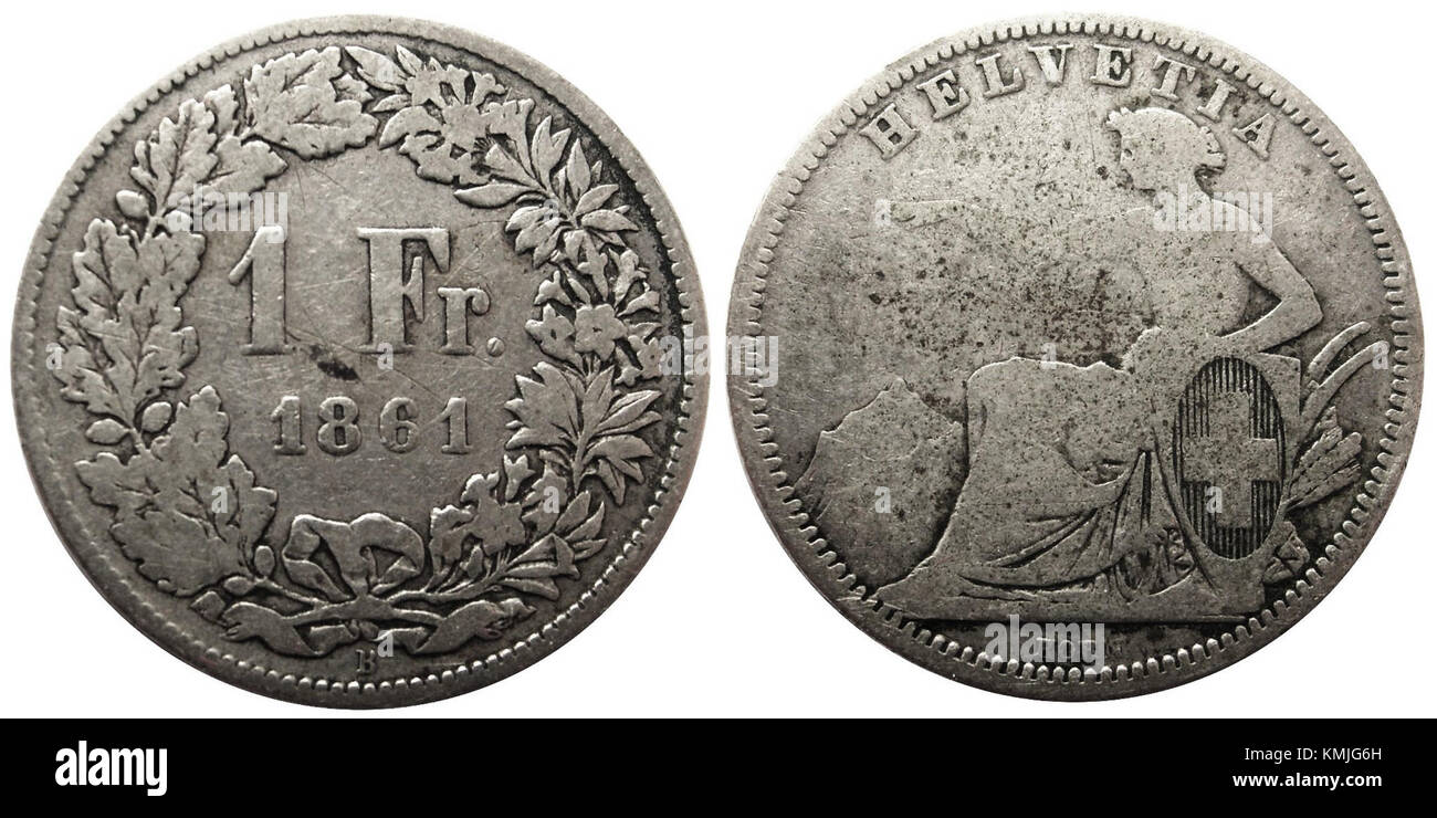The Switzerland 1 Franc coin from 1861 is a historical piece of Swiss ...