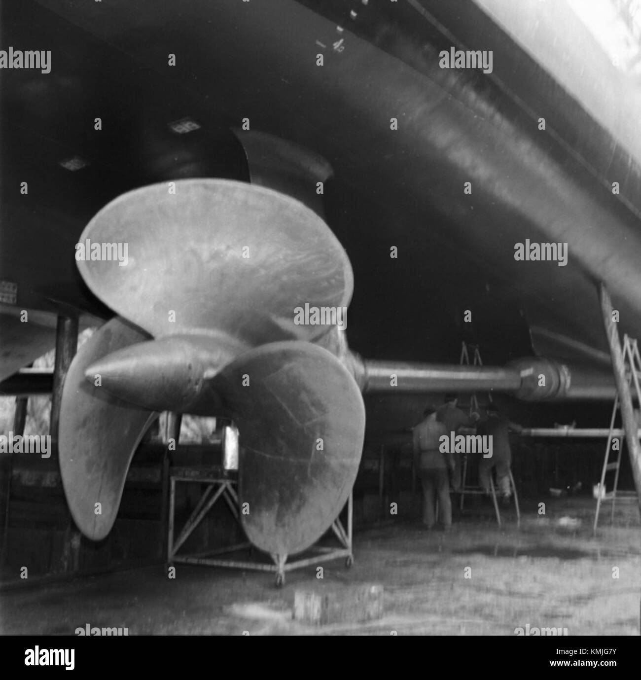 The starboard propeller of the HMS Uppland, a Swedish warship ...