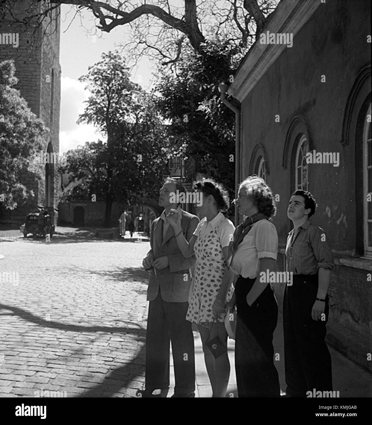 A view of the Visby ring wall, a medieval structure in the town of ...