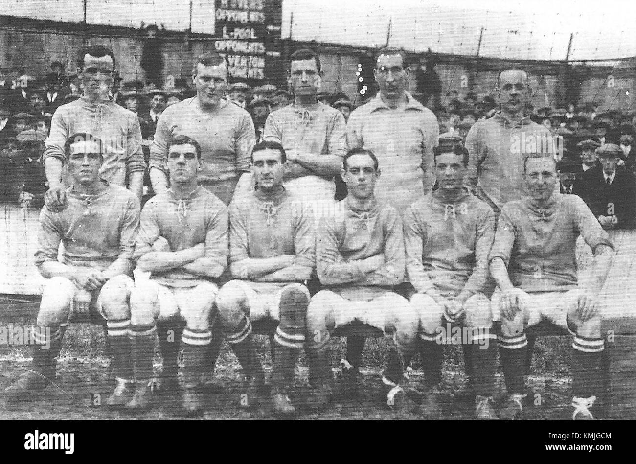 A photograph of the Tranmere Rovers football team from 1913, showing ...