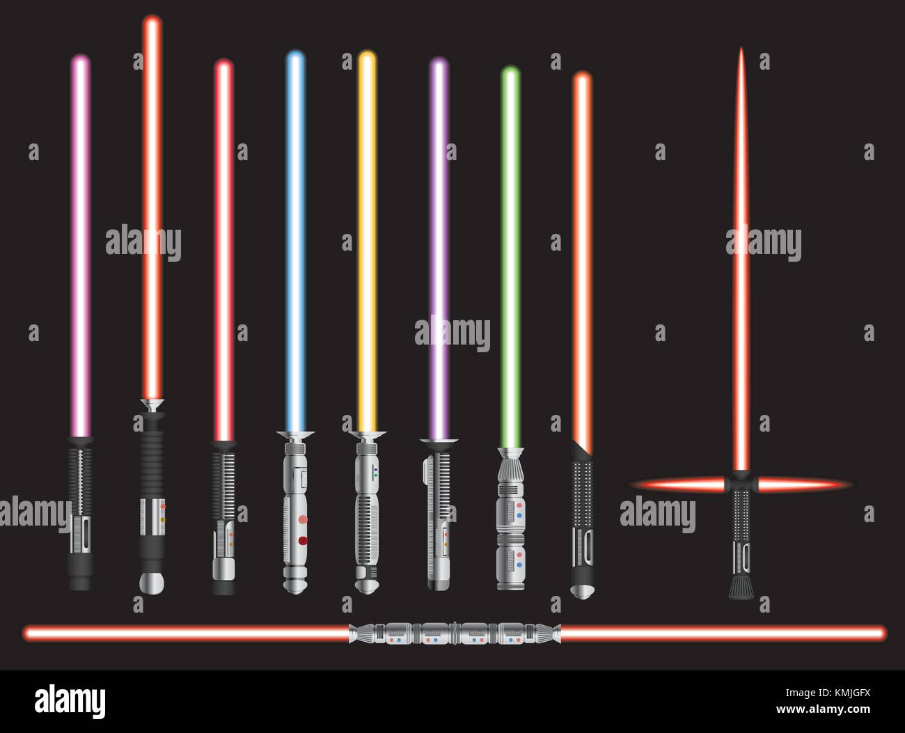 Light swords set. Futuristic melee sci fi Weapon, cosmic shiny neon ...