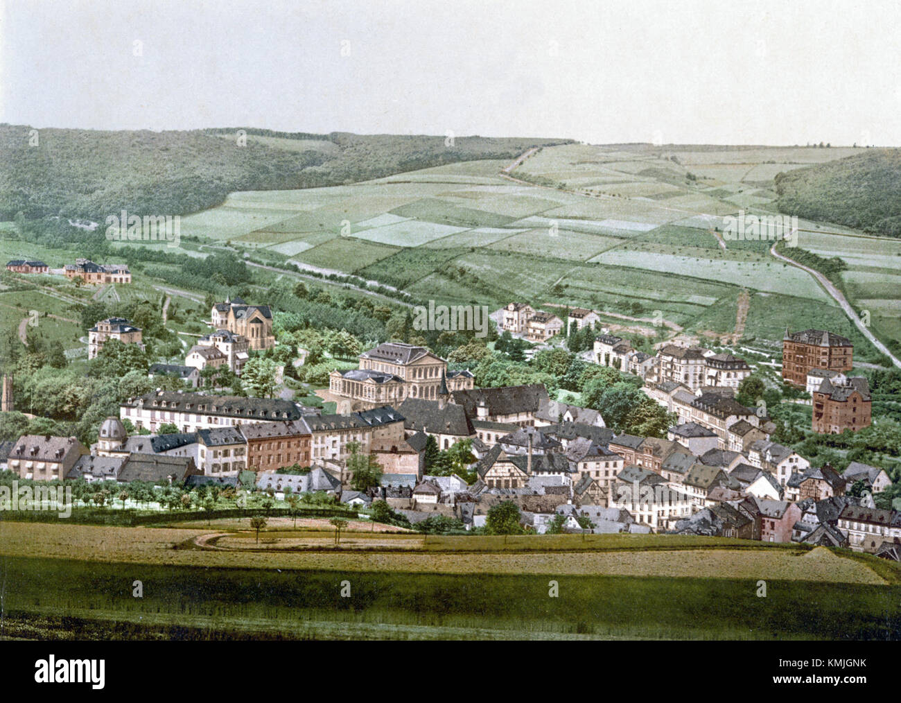 A historical photograph of Bad Langenschwalbach, Germany, taken in 1900 ...