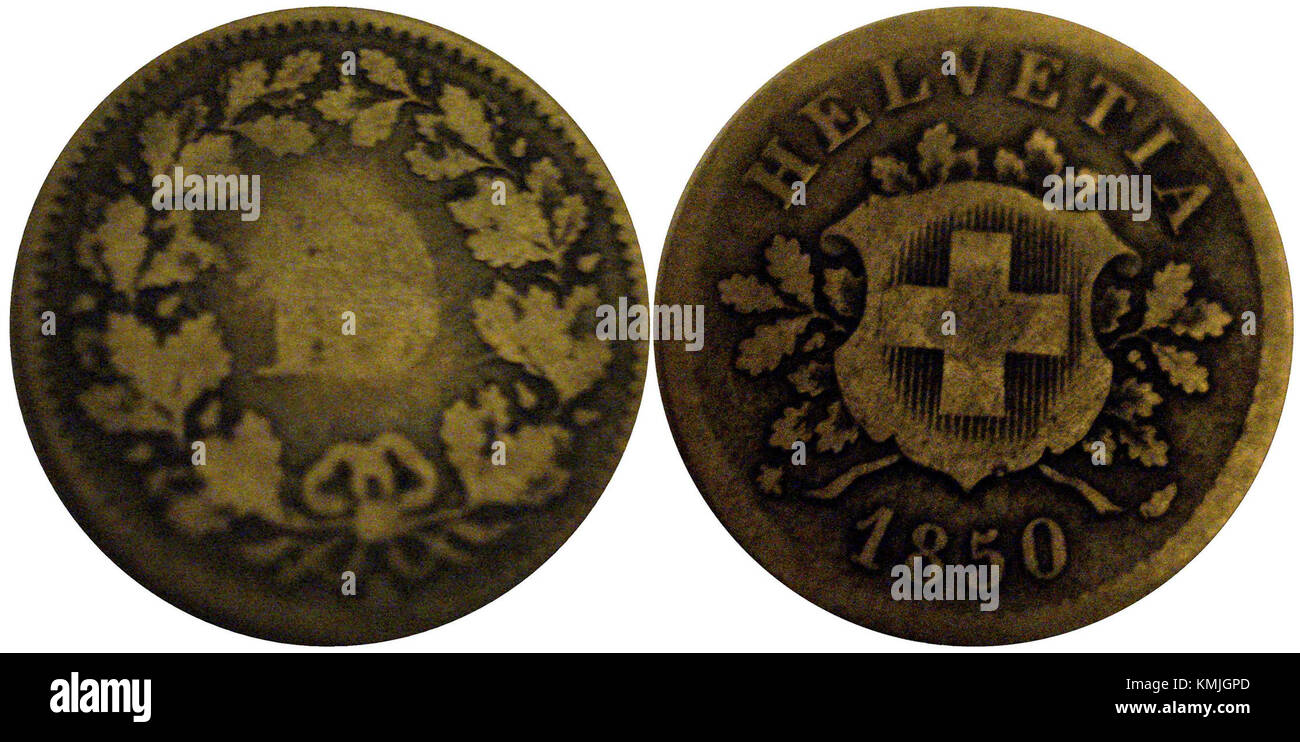 A 10 Ct billon coin from 1850, used as currency during the 19th century ...