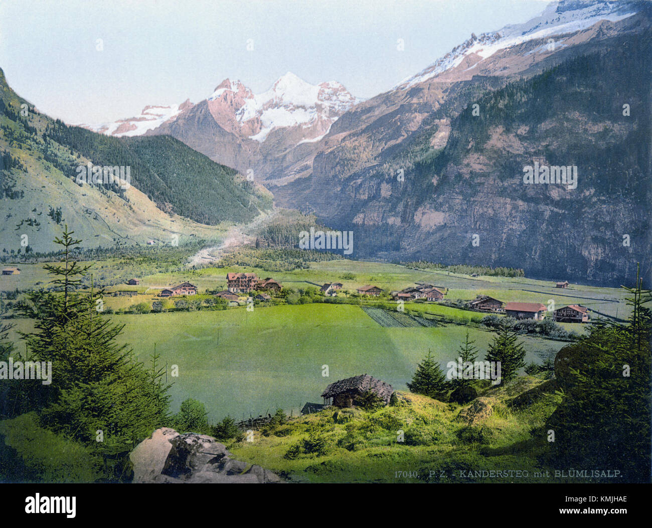 Kandersteg, located in Switzerland, is depicted in this early 20th ...