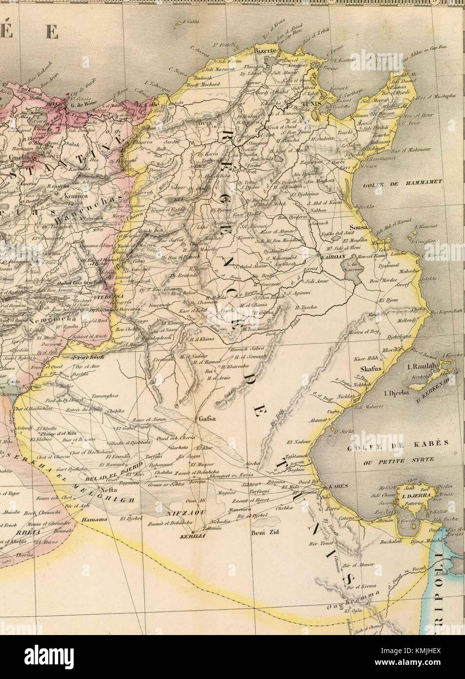 This 1850 map of Tunisia provides a historical view of the country's ...