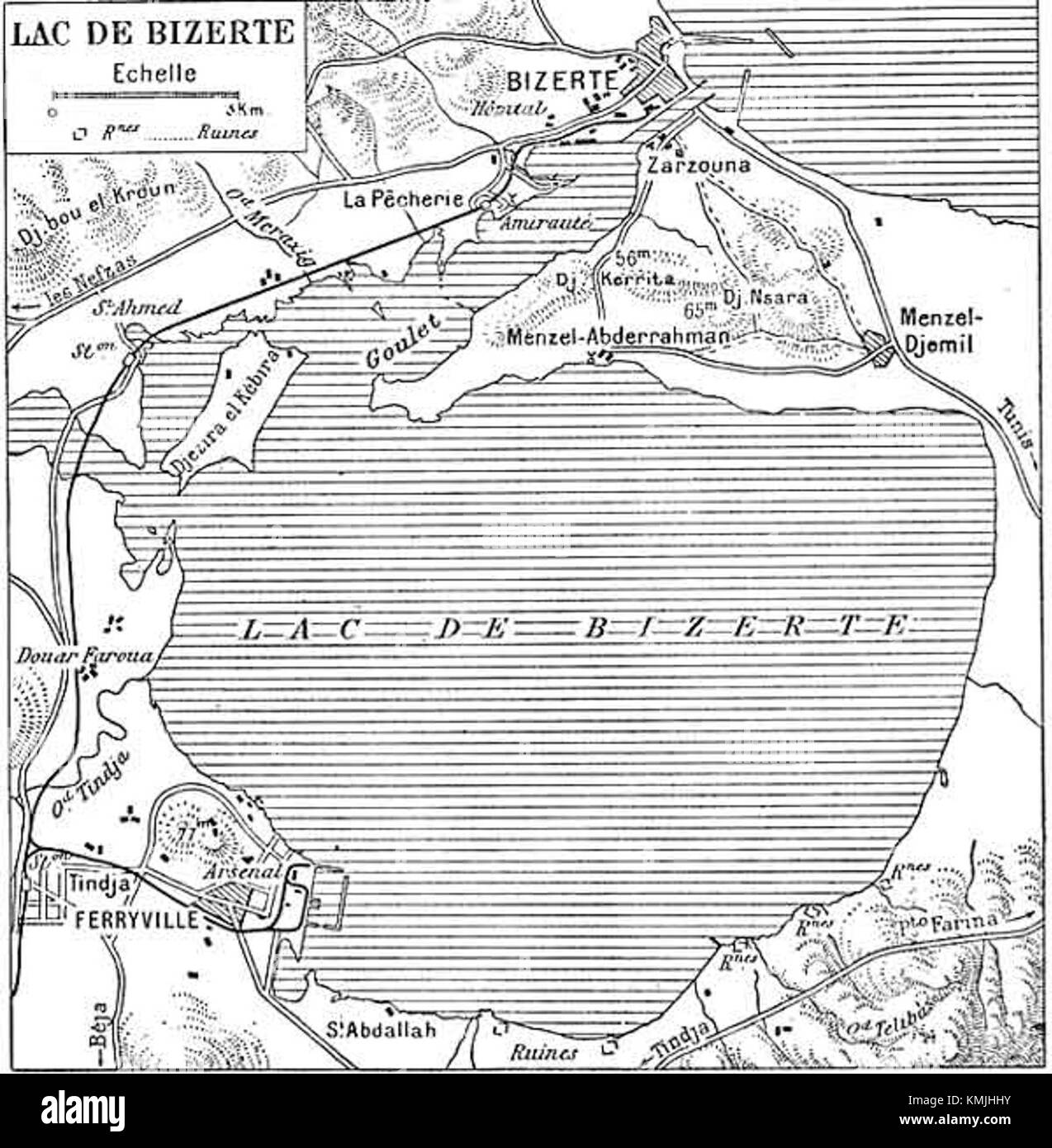 Carte lac Bizerte 1898 Stock Photo - Alamy