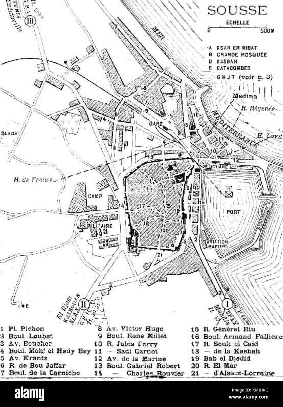 The *Plan Sousse 1928* is a historical map depicting the city layout of ...