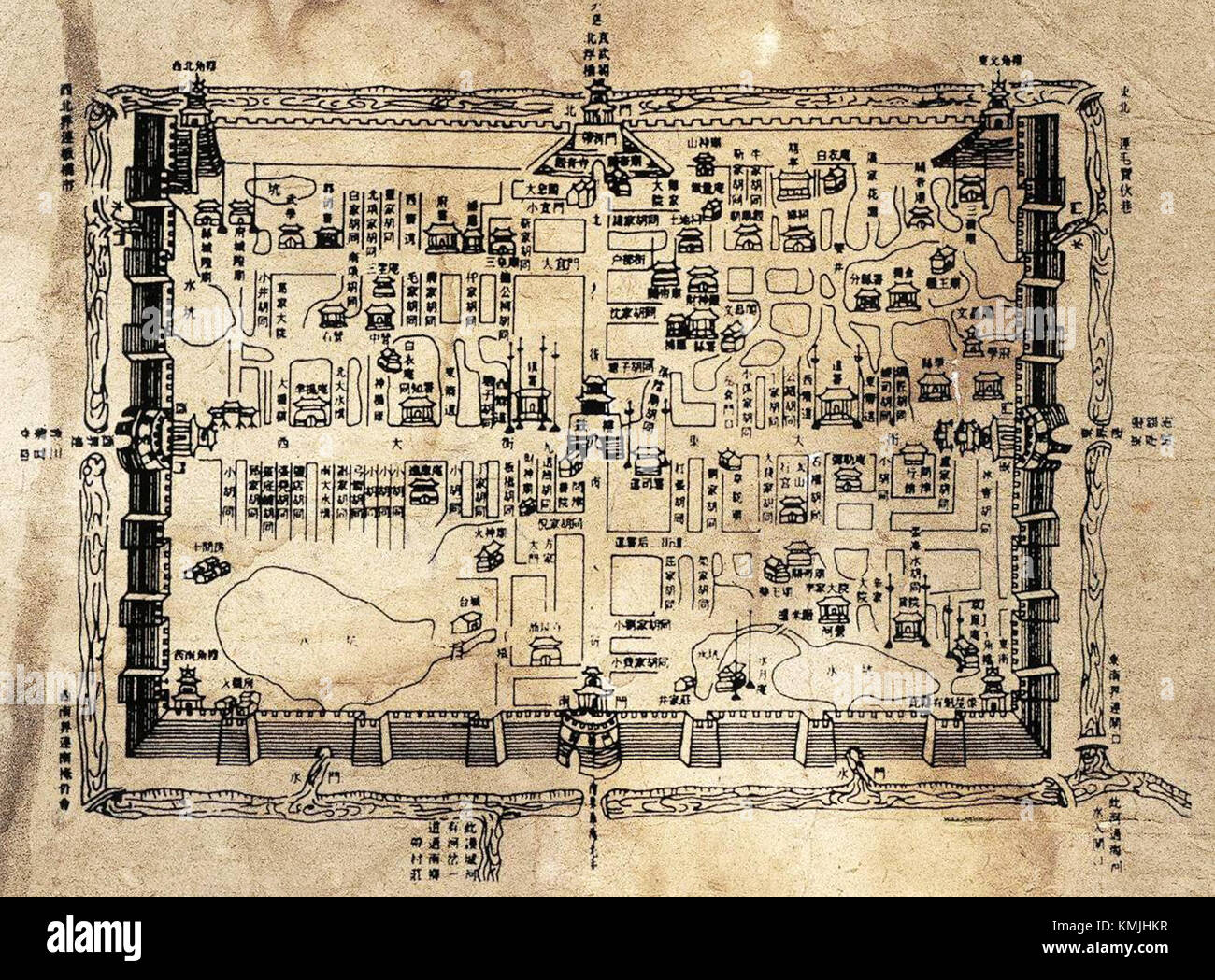 This old map of Tianjin City, China, highlights its urban layout and ...