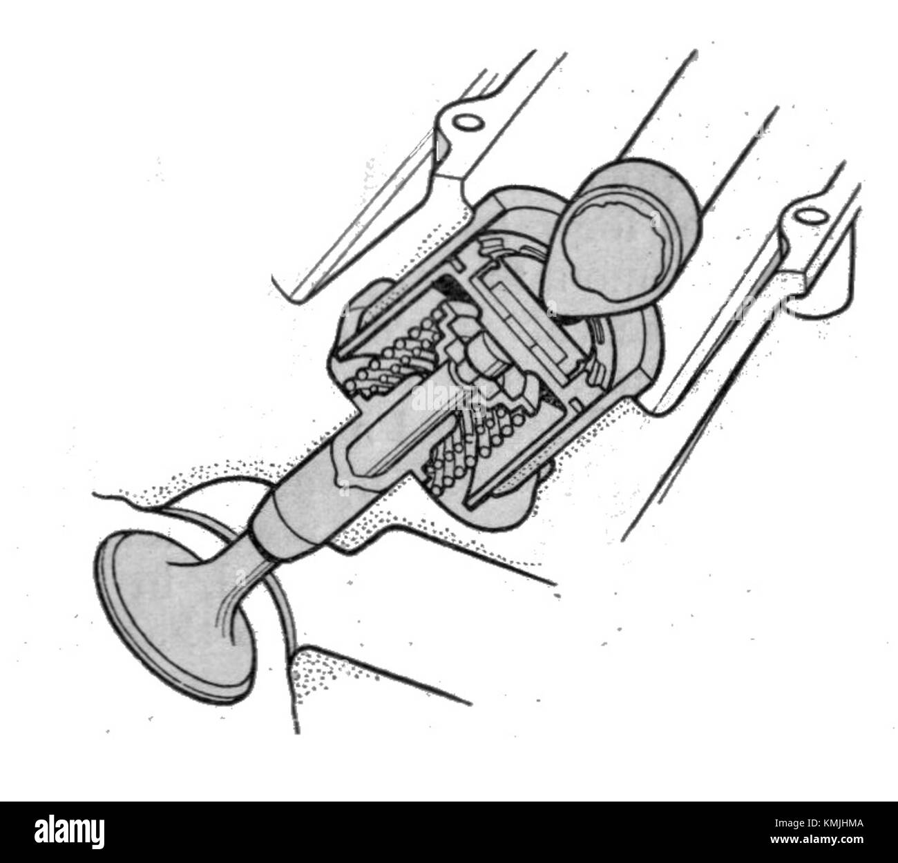 The overhead valve with bucket tappet system, as described in the 1935 ...