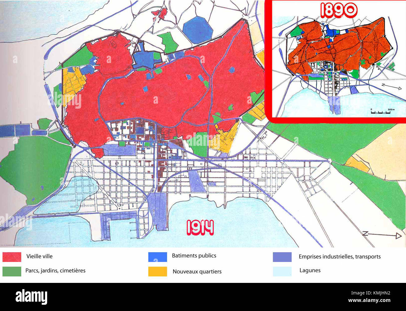 A historical map of Tunis from the late 19th and early 20th centuries ...