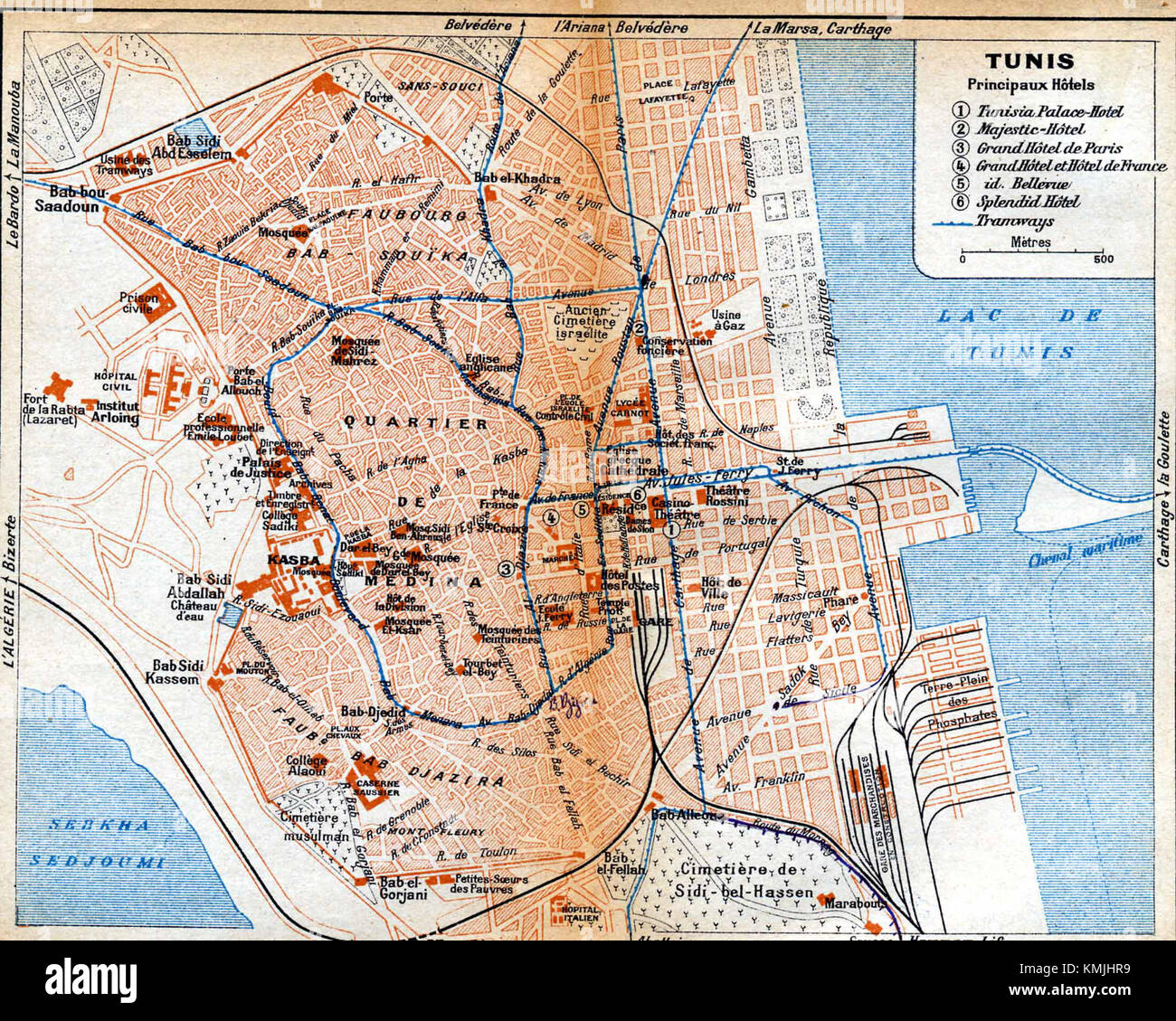 This is a 1916 map or plan of Tunis, the capital city of Tunisia. It ...