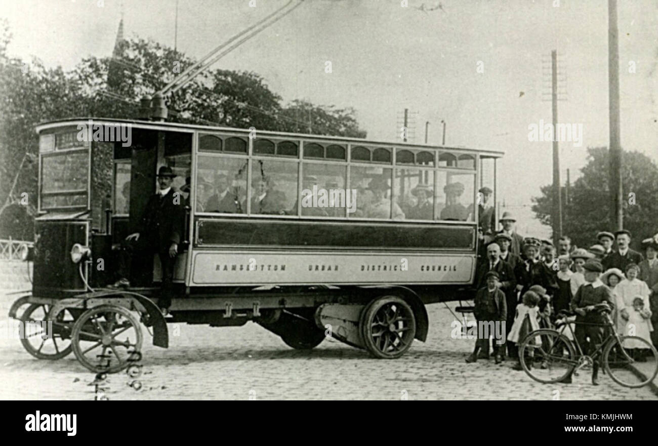 The Ramsbottom trolleybus, circa 1913, was part of an early 20th ...