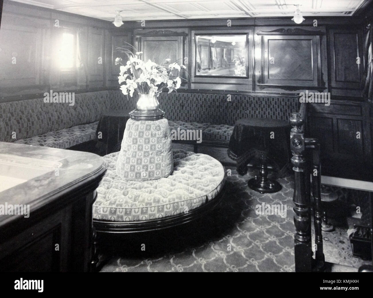 A view of the saloon aboard the Ben-my-Chree, a ship known for ...