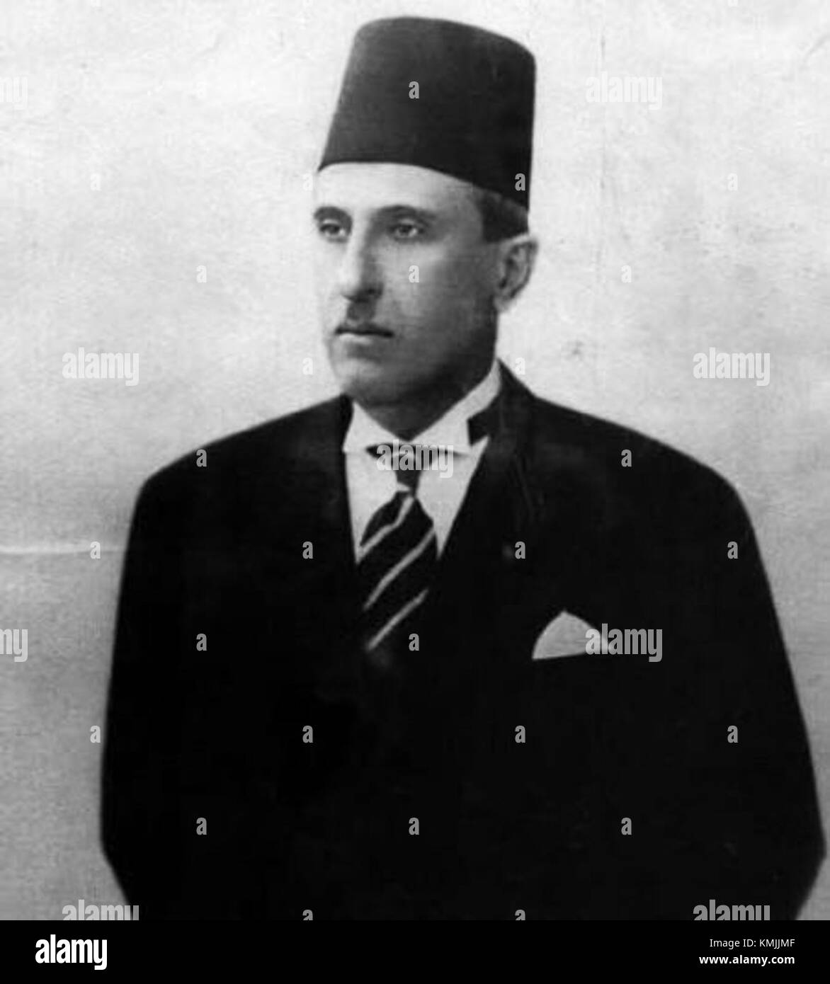 This portrait depicts Shukri al-Quwatli, the former President of Syria ...
