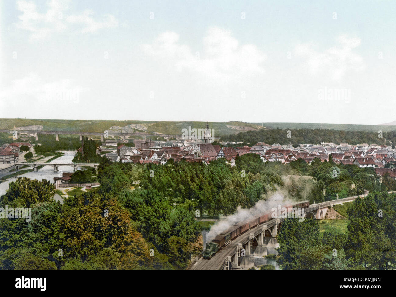 This early 1900s photograph captures the town of Cannstatt, located in ...