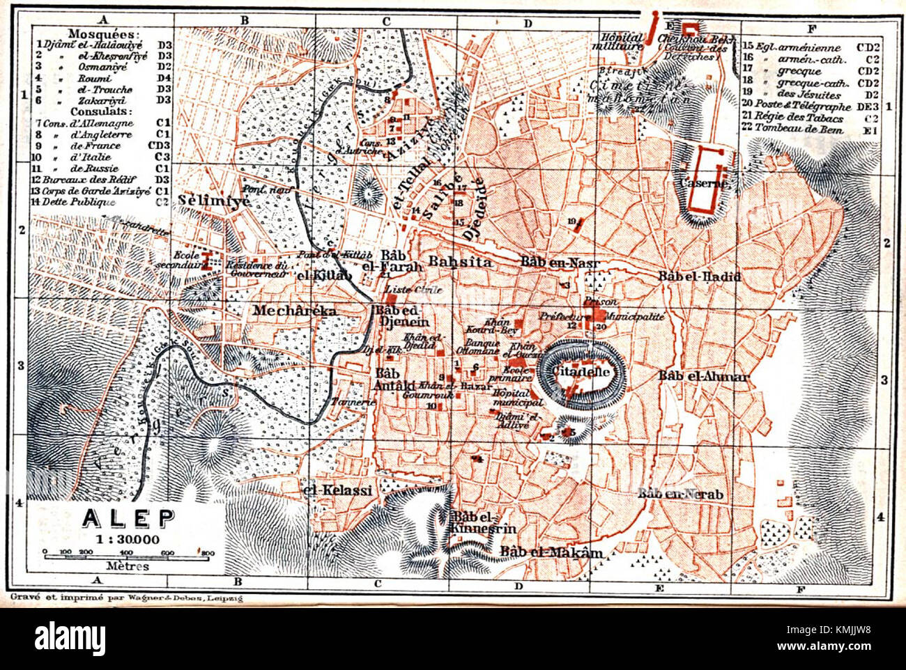 This map from 1912 depicts the city of Aleppo, Syria, offering a ...
